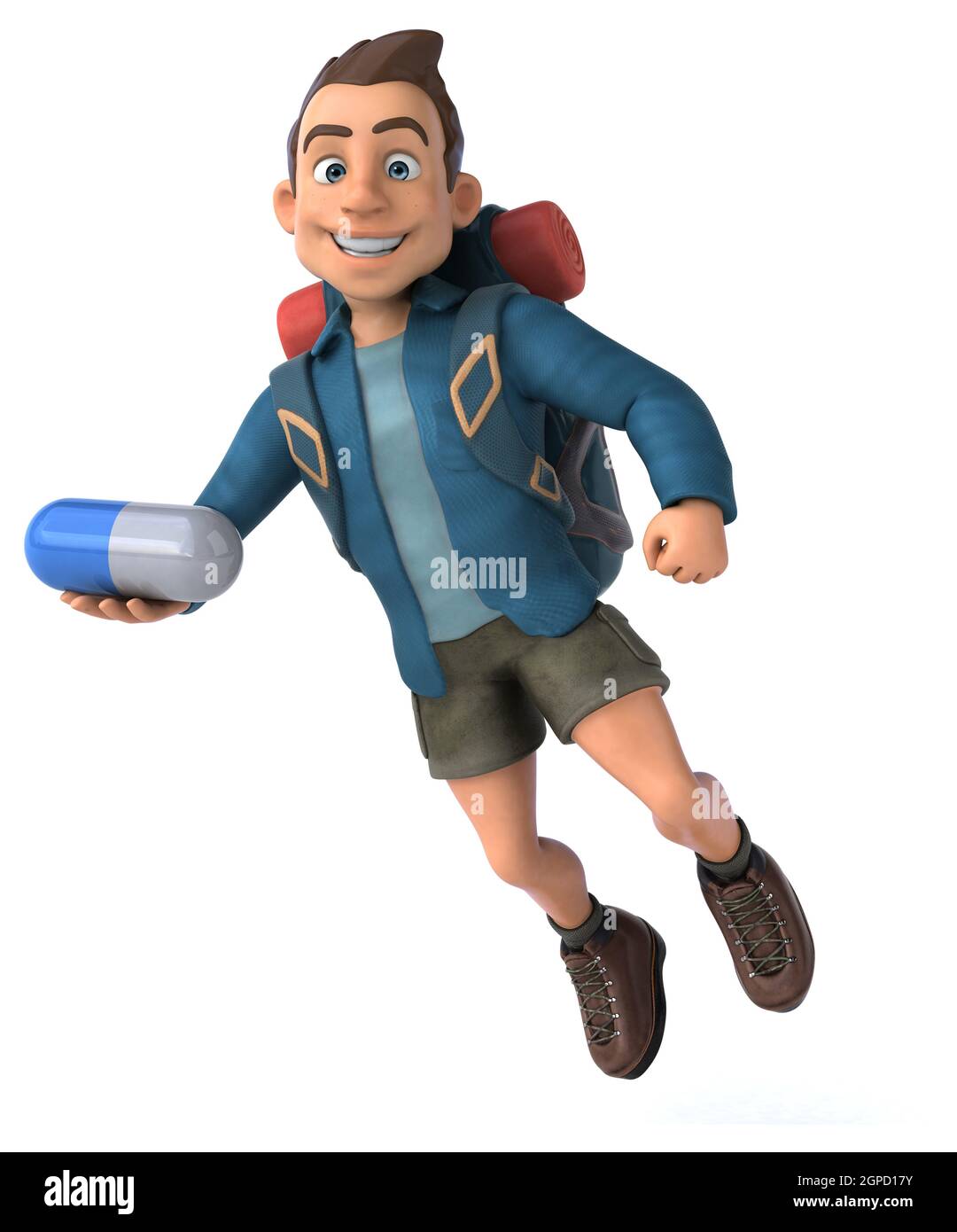 Fun illustration of a 3D cartoon backpacker Stock Photo - Alamy