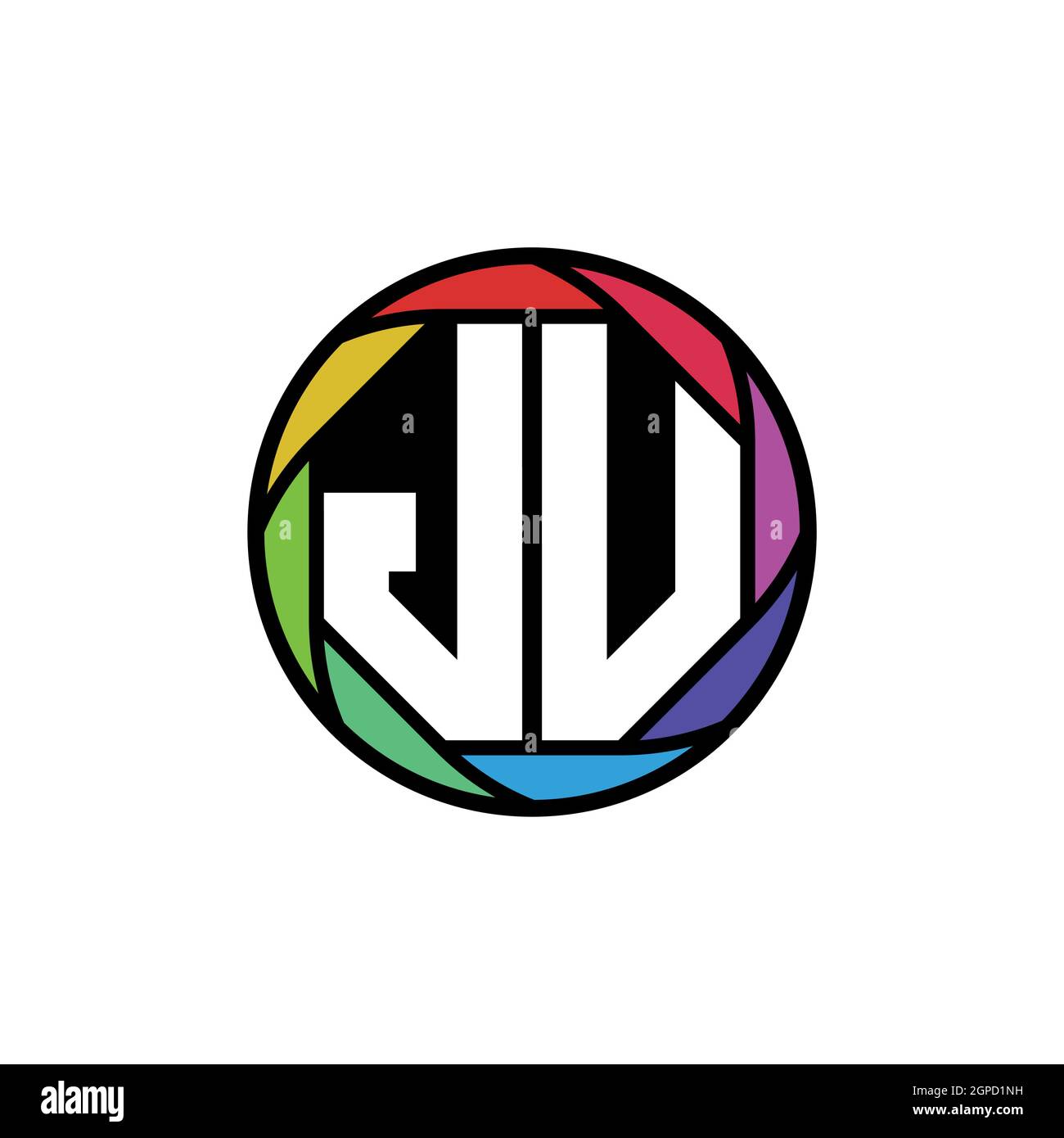 JU Monogram Logo Letter Geometric Polygonal lens rainbow, geometric ...