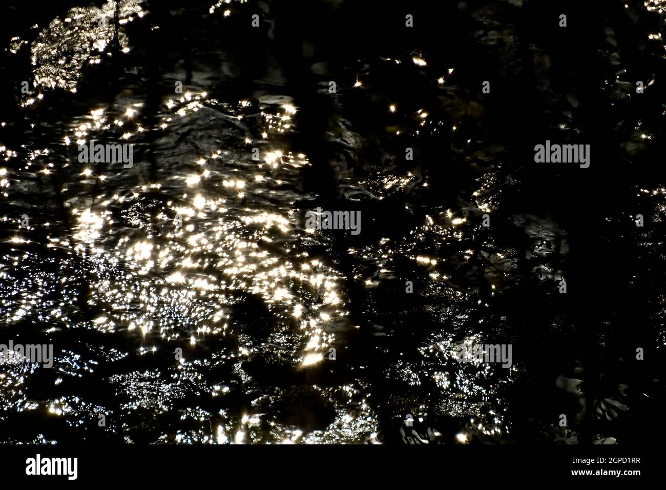 Water of a creek with sun reflections Stock Photo - Alamy