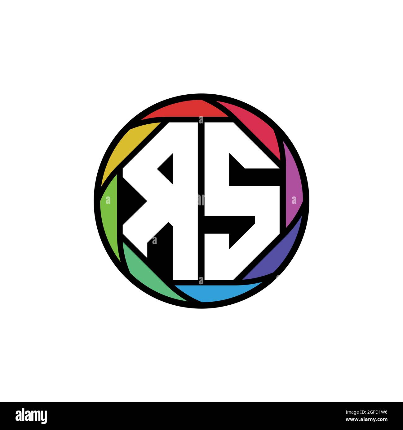RS Monogram Logo Letter Geometric Polygonal lens rainbow, geometric ...