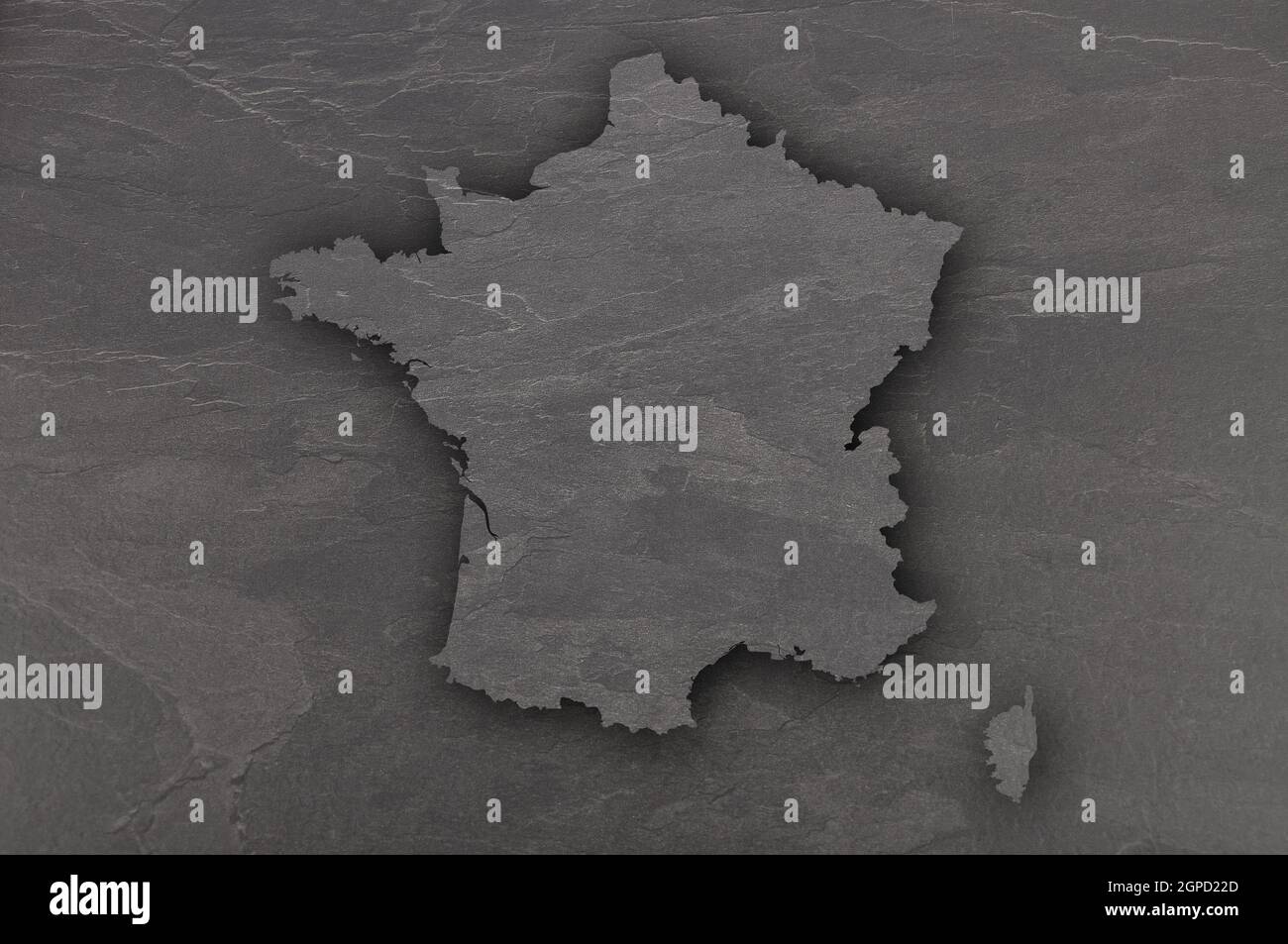 Map of France on dark slate Stock Photo - Alamy