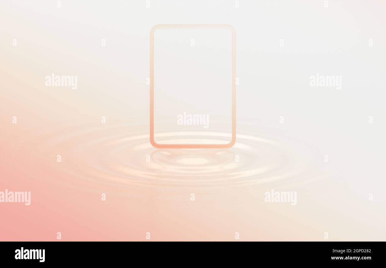Gradient water surface and frame, 3d rendering. Computer digital ...