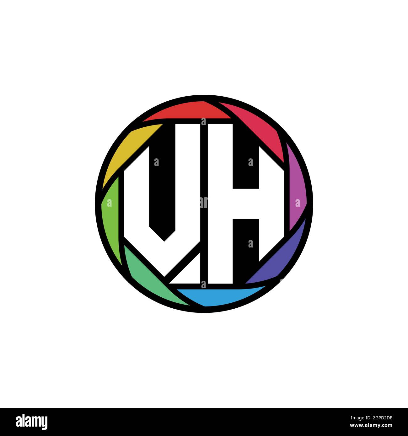 VH Monogram Logo Letter Geometric Polygonal lens rainbow, geometric ...