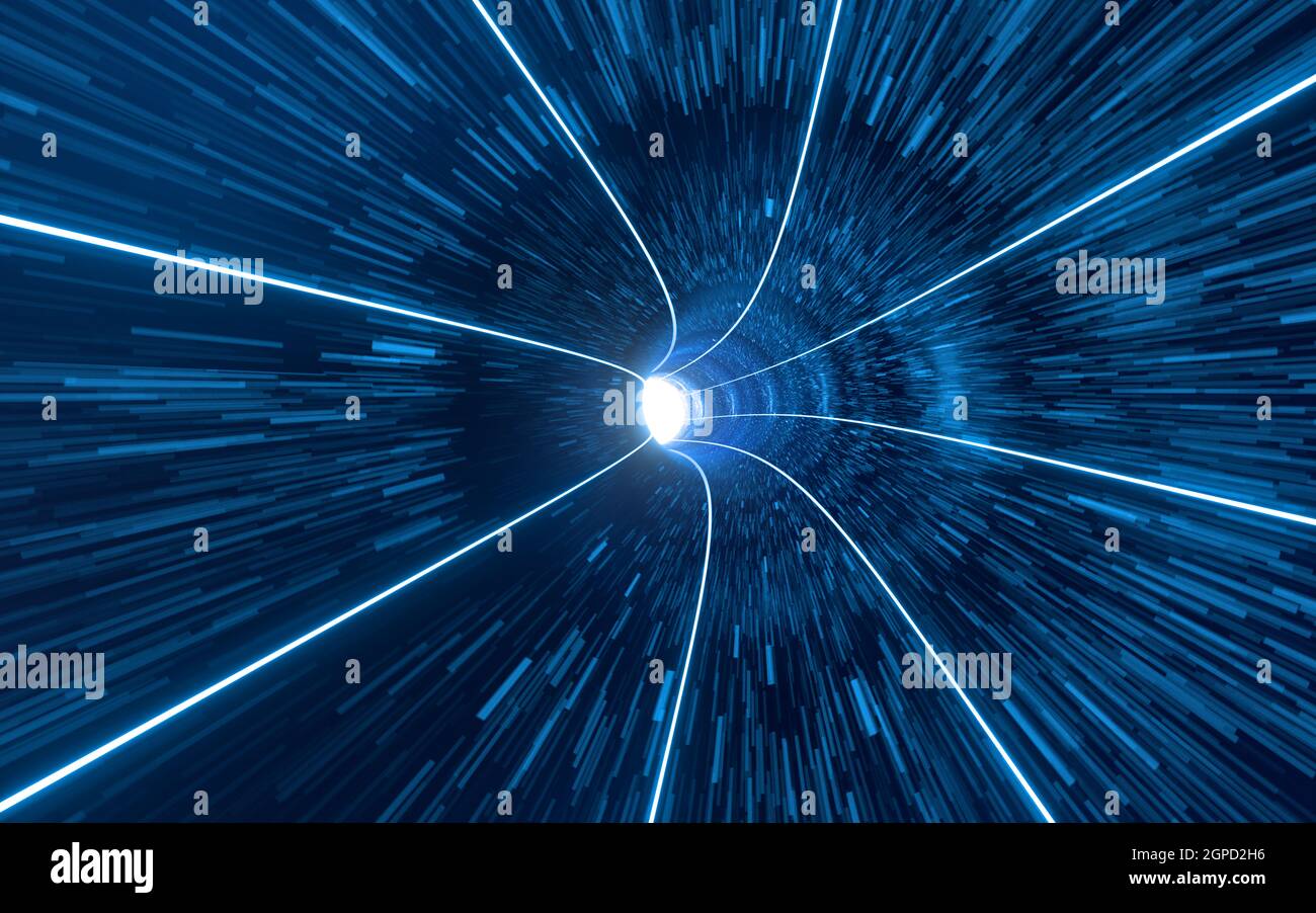 Wormholes and glowing tunnels, 3d rendering. Computer digital drawing ...