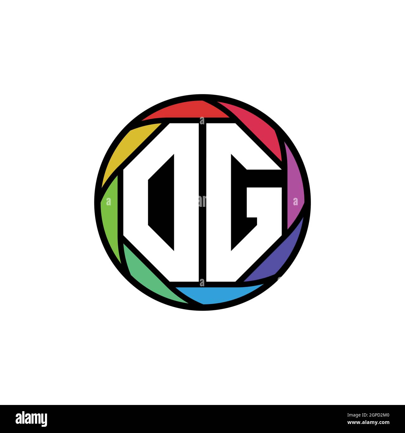 OG Monogram Logo Letter Geometric Polygonal lens rainbow, geometric ...