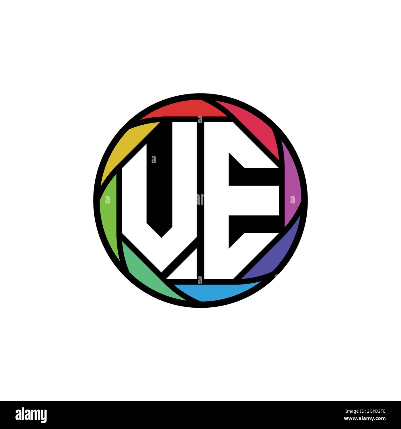 VE Monogram Logo Letter Geometric Polygonal lens rainbow, geometric ...