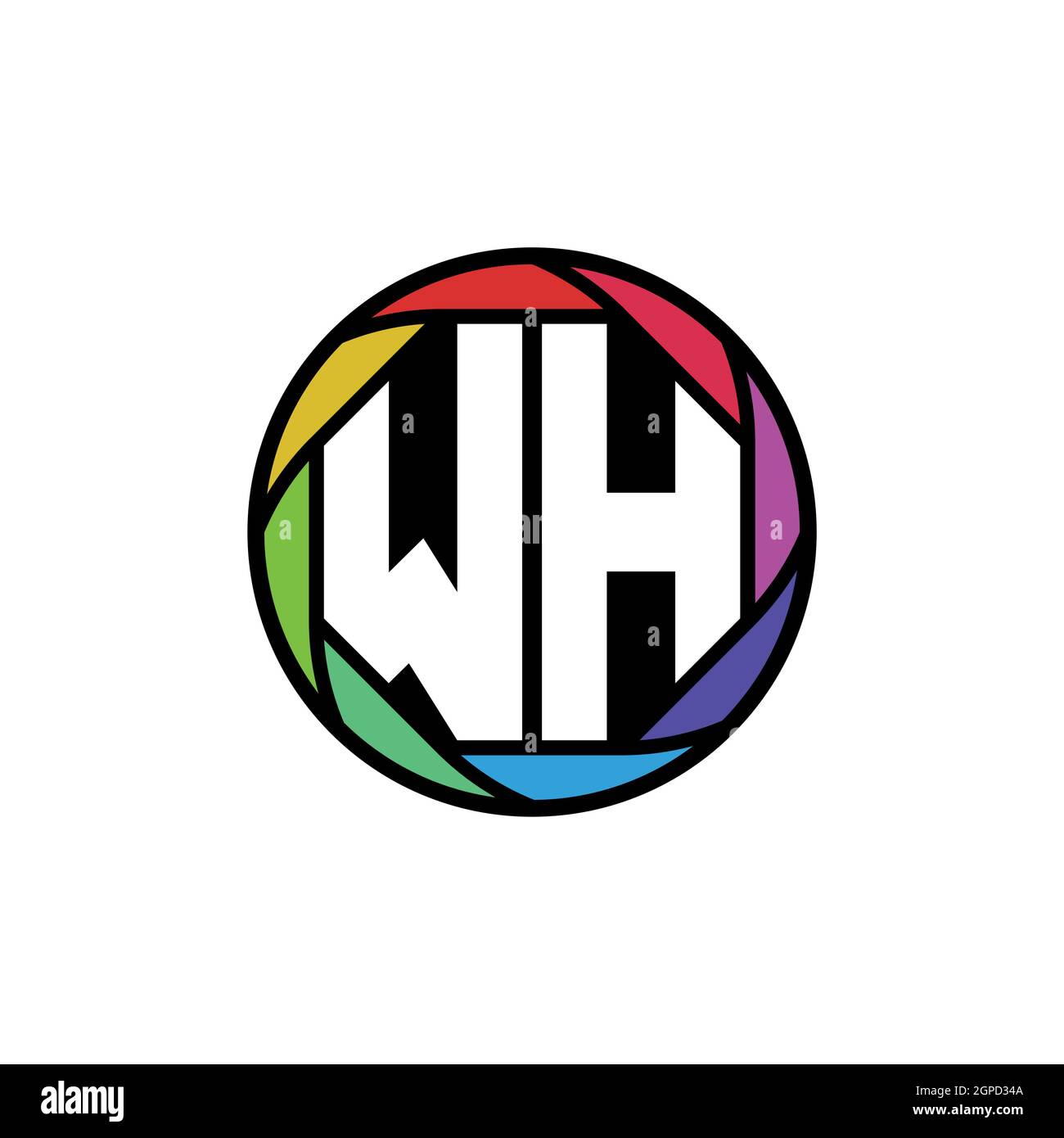 WH Monogram Logo Letter Geometric Polygonal lens rainbow, geometric ...