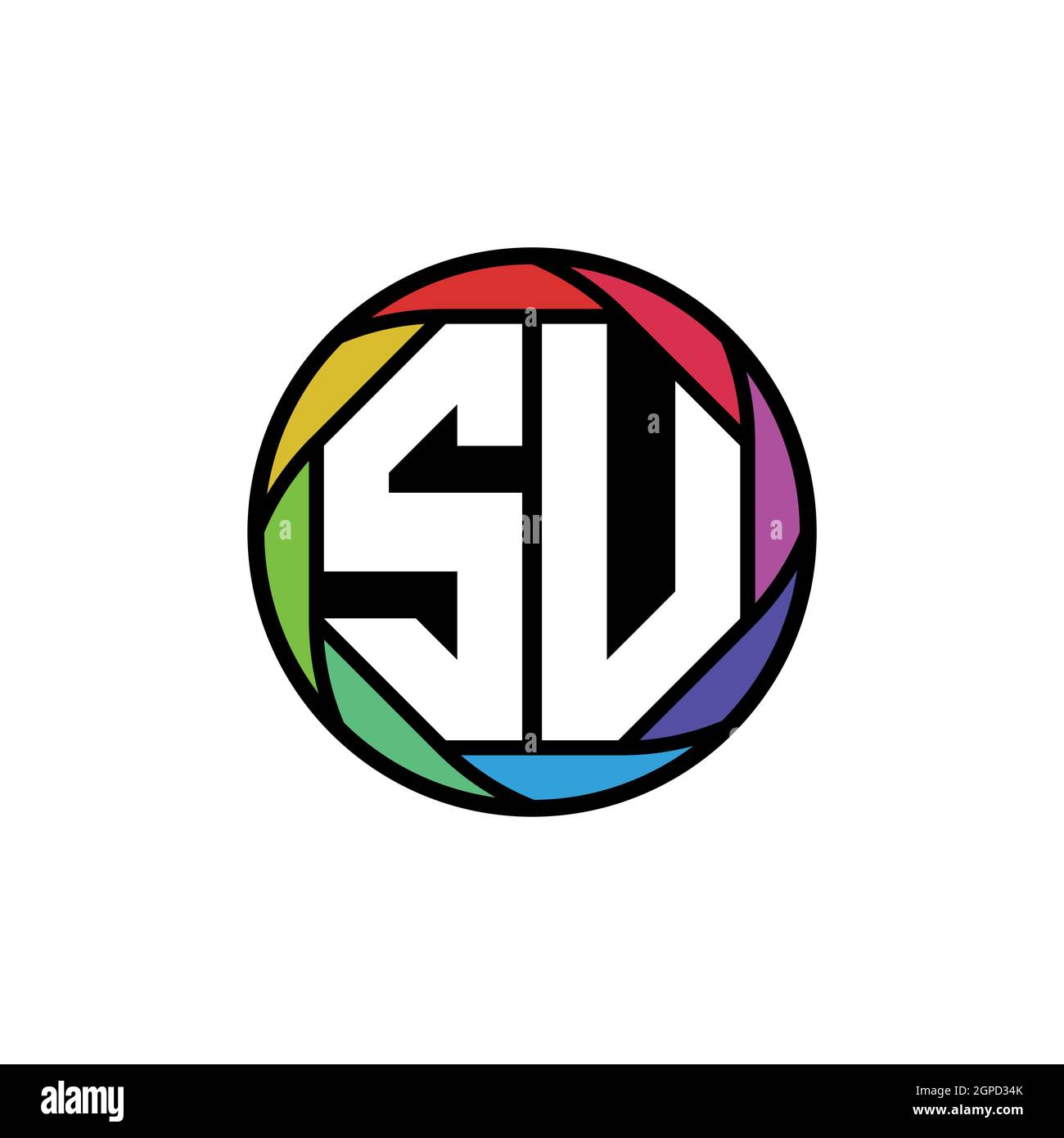 SU Monogram Logo Letter Geometric Polygonal lens rainbow, geometric ...