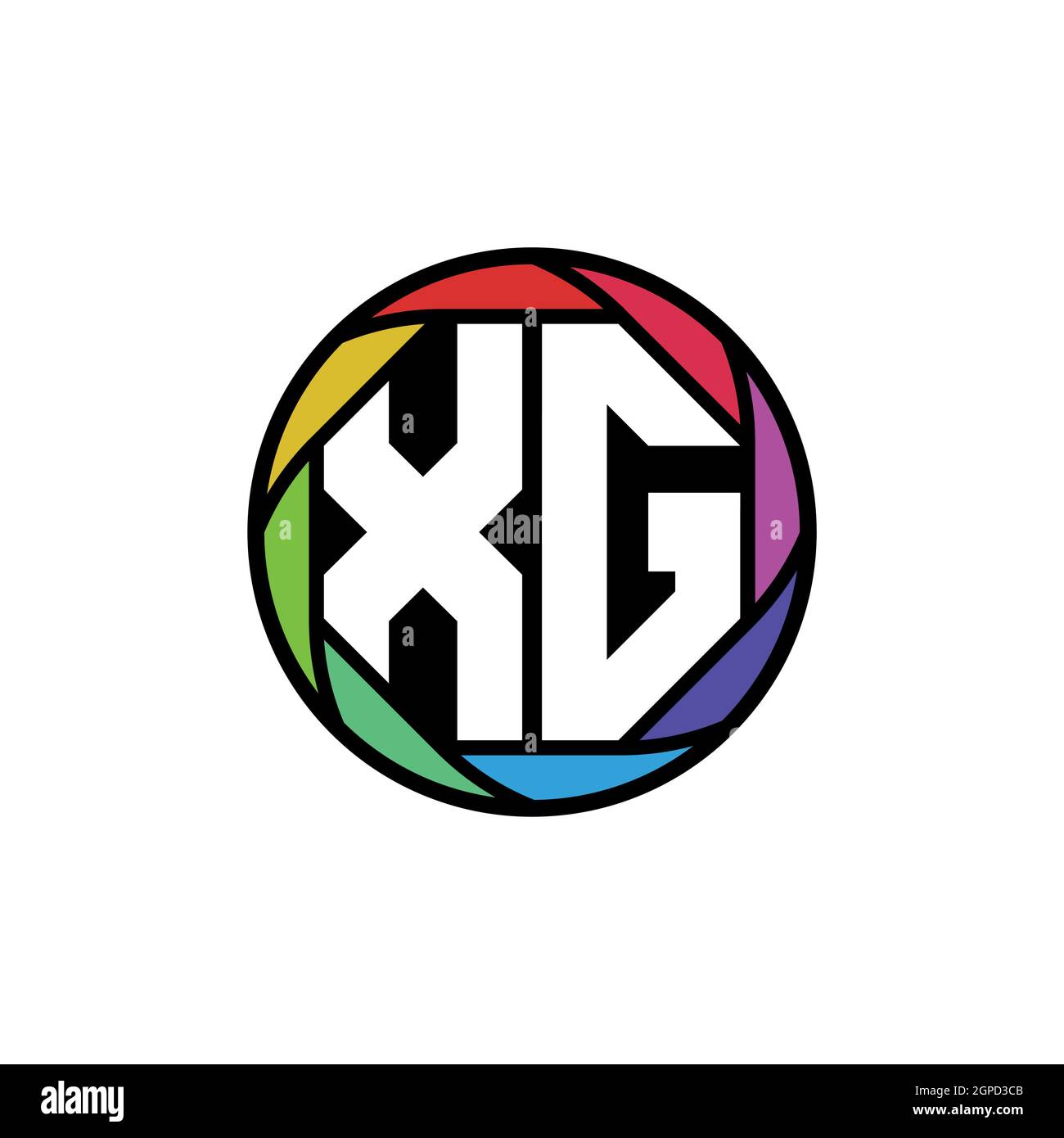 XG Monogram Logo Letter Geometric Polygonal lens rainbow, geometric ...