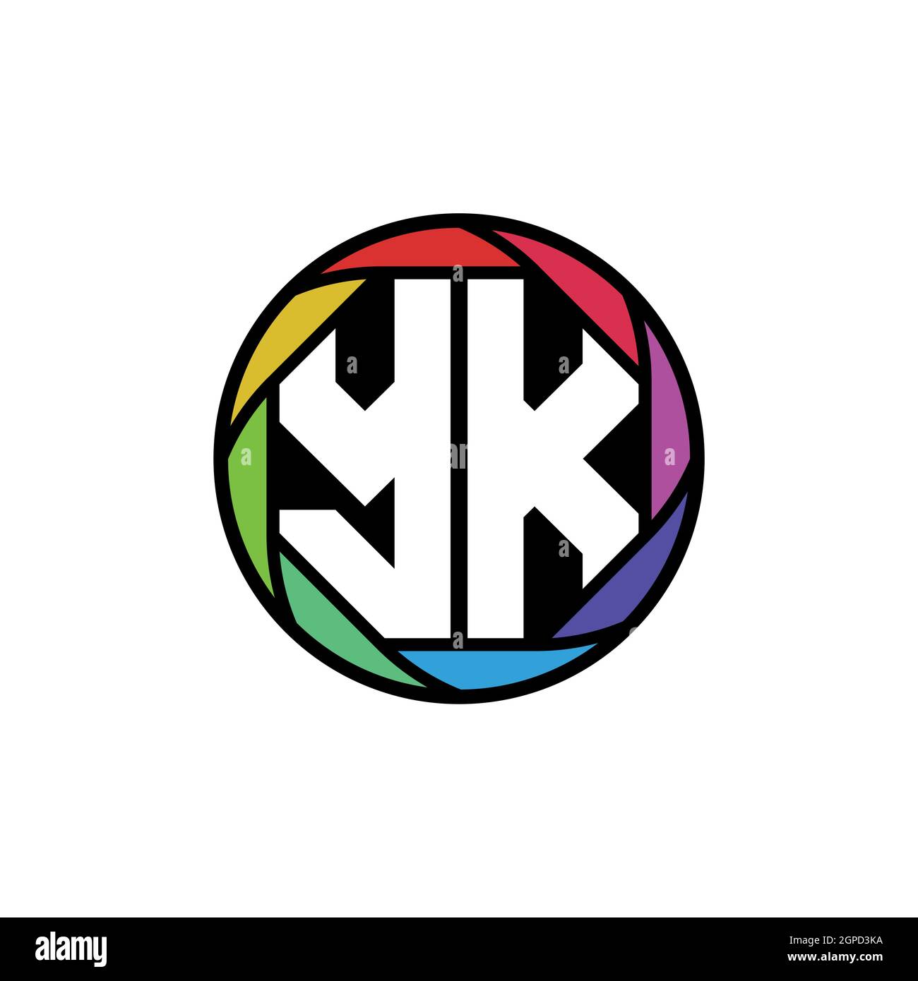YK Monogram Logo Letter Geometric Polygonal lens rainbow, geometric ...