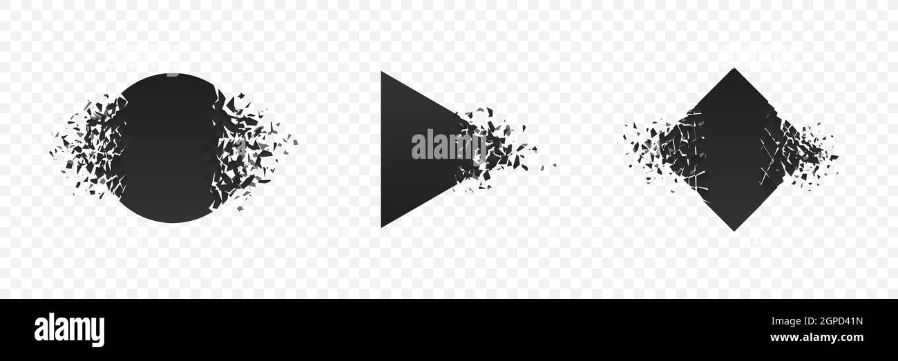 Shape explosion breaked and shattered flat style design vector ...