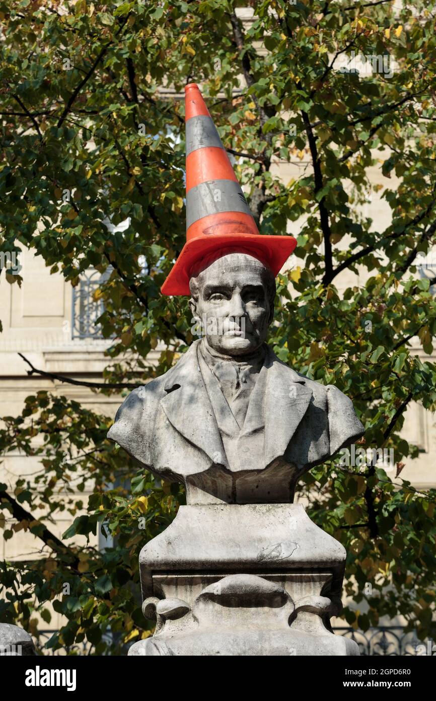 Paris - Sorbonne Square. Monument of Auguste Comte french philosopher ...