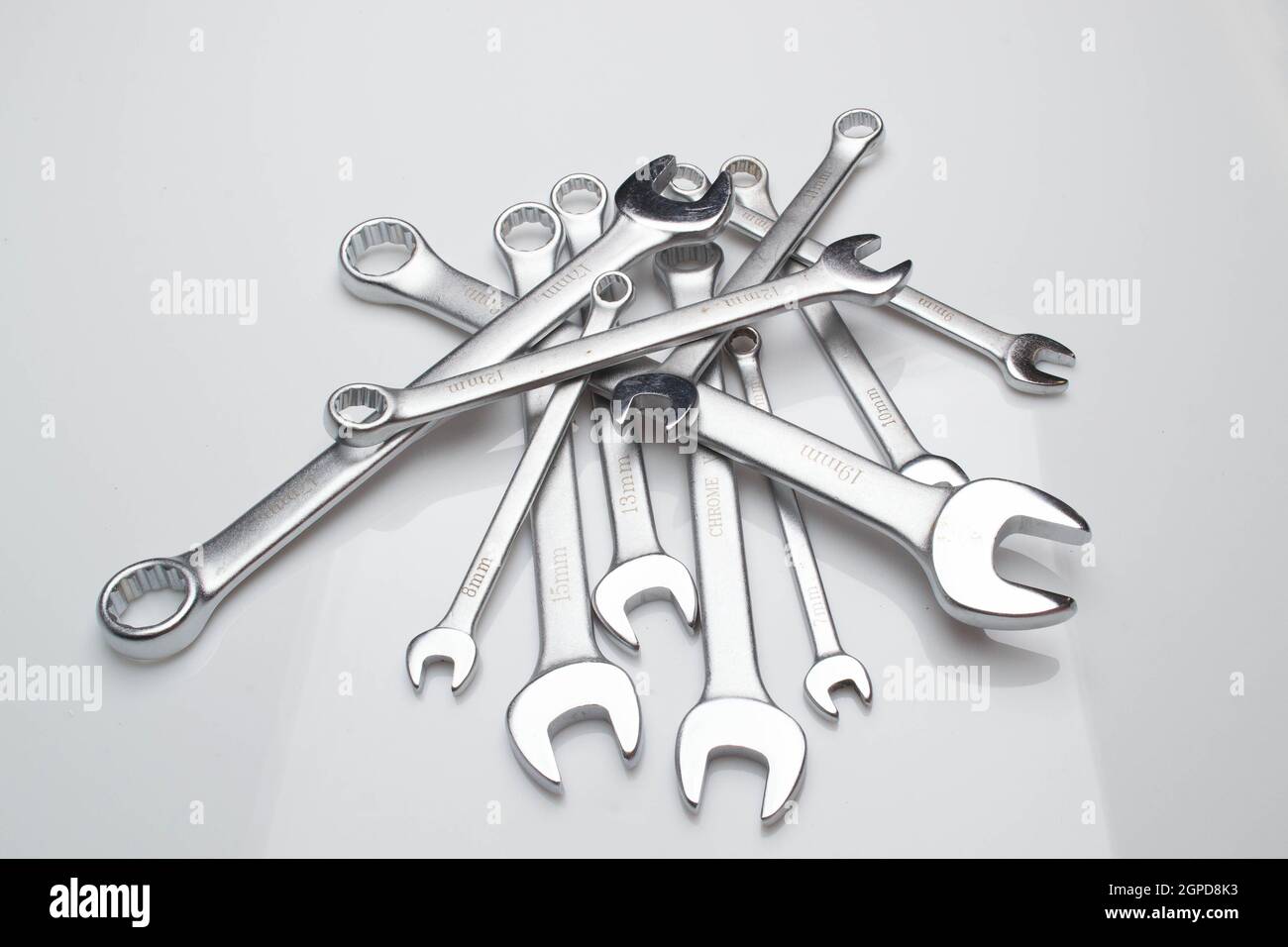 A set of wrenches on a white background Stock Photo - Alamy