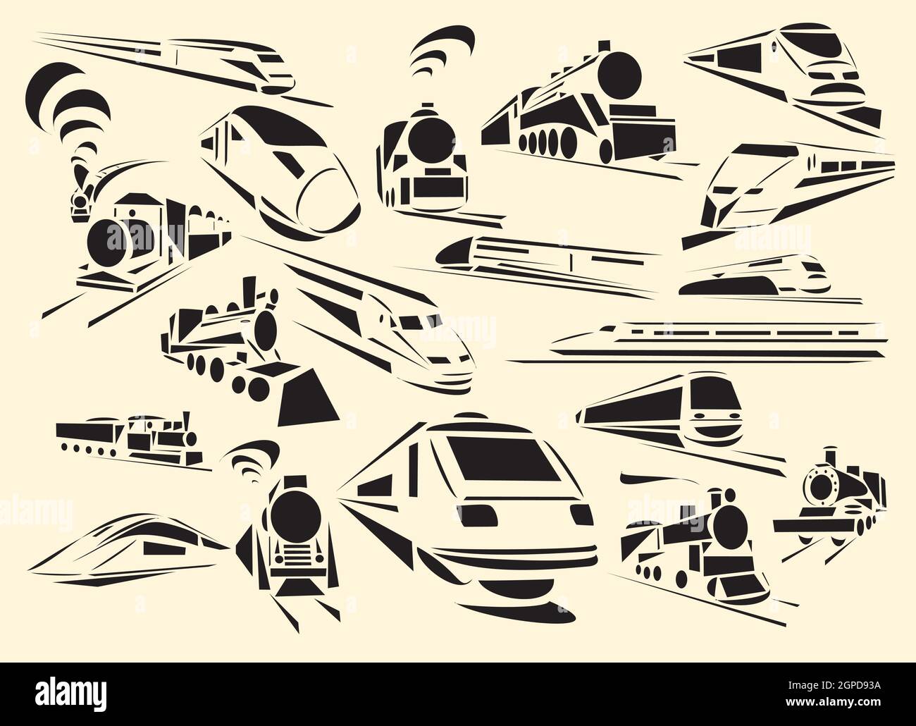 Twenty line-art vector illustrations of trains Stock Vector Image & Art ...