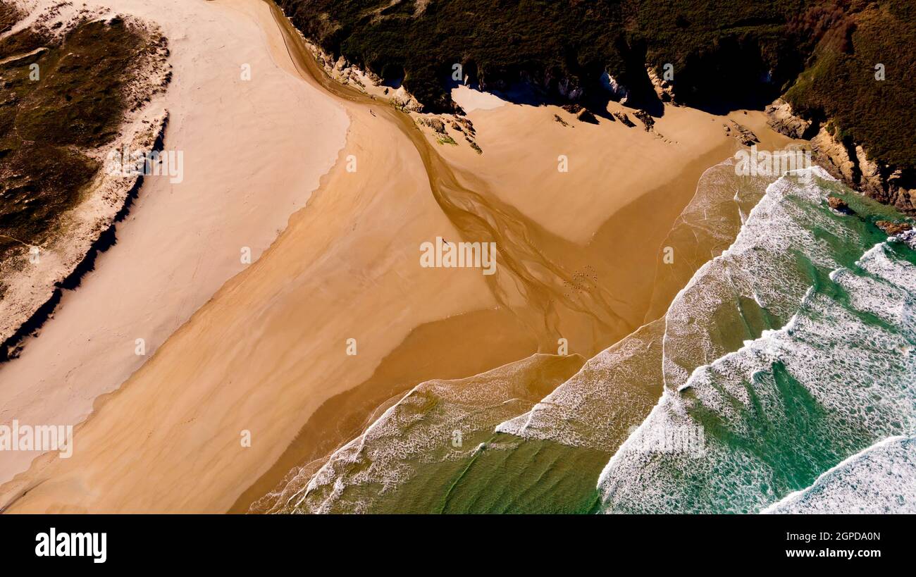 Beautiful aerial view of the coast with natural textures and colors ...