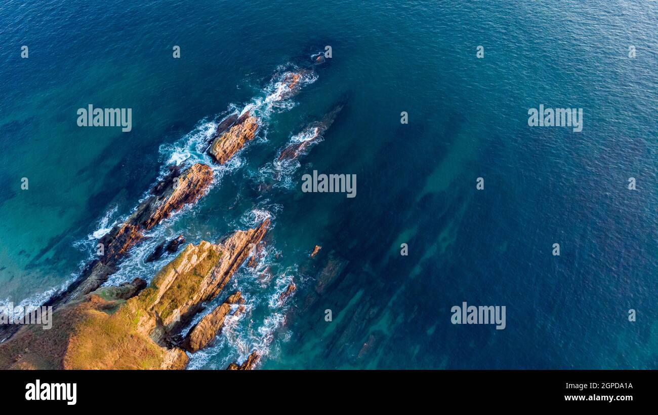 Beautiful aerial view of the coast with natural textures and colors ...