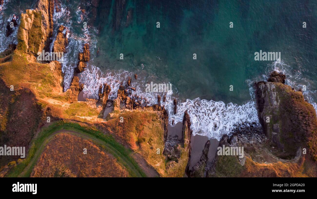 Beautiful aerial view of the coast with natural textures and colors ...