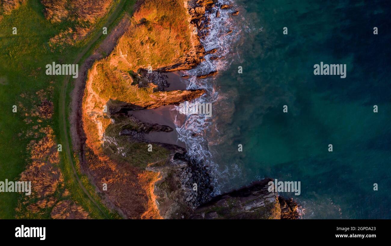 Beautiful aerial view of the coast with natural textures and colors ...