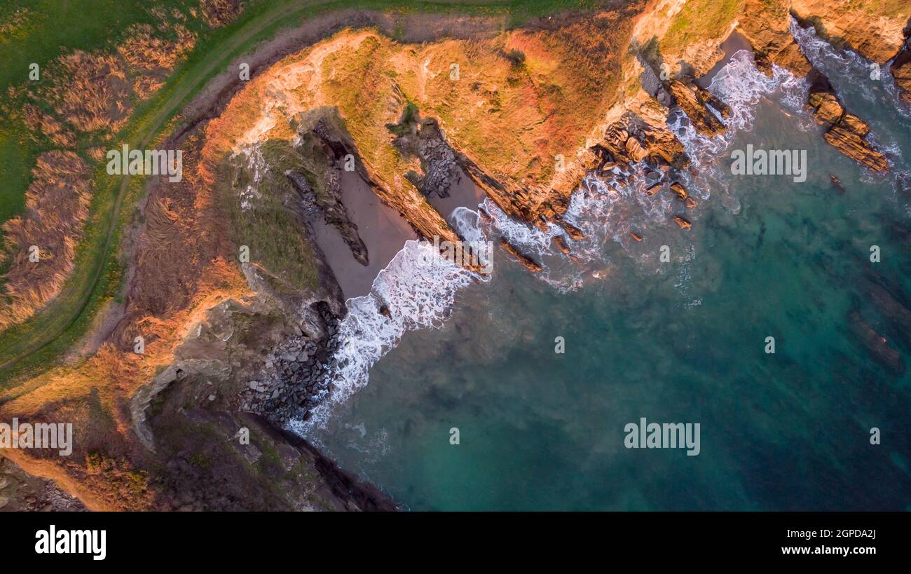 Beautiful aerial view of the coast with natural textures and colors ...