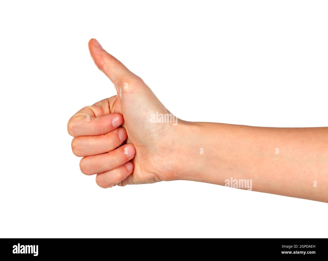 Female hand saying Ok isolated on a white background Stock Photo - Alamy
