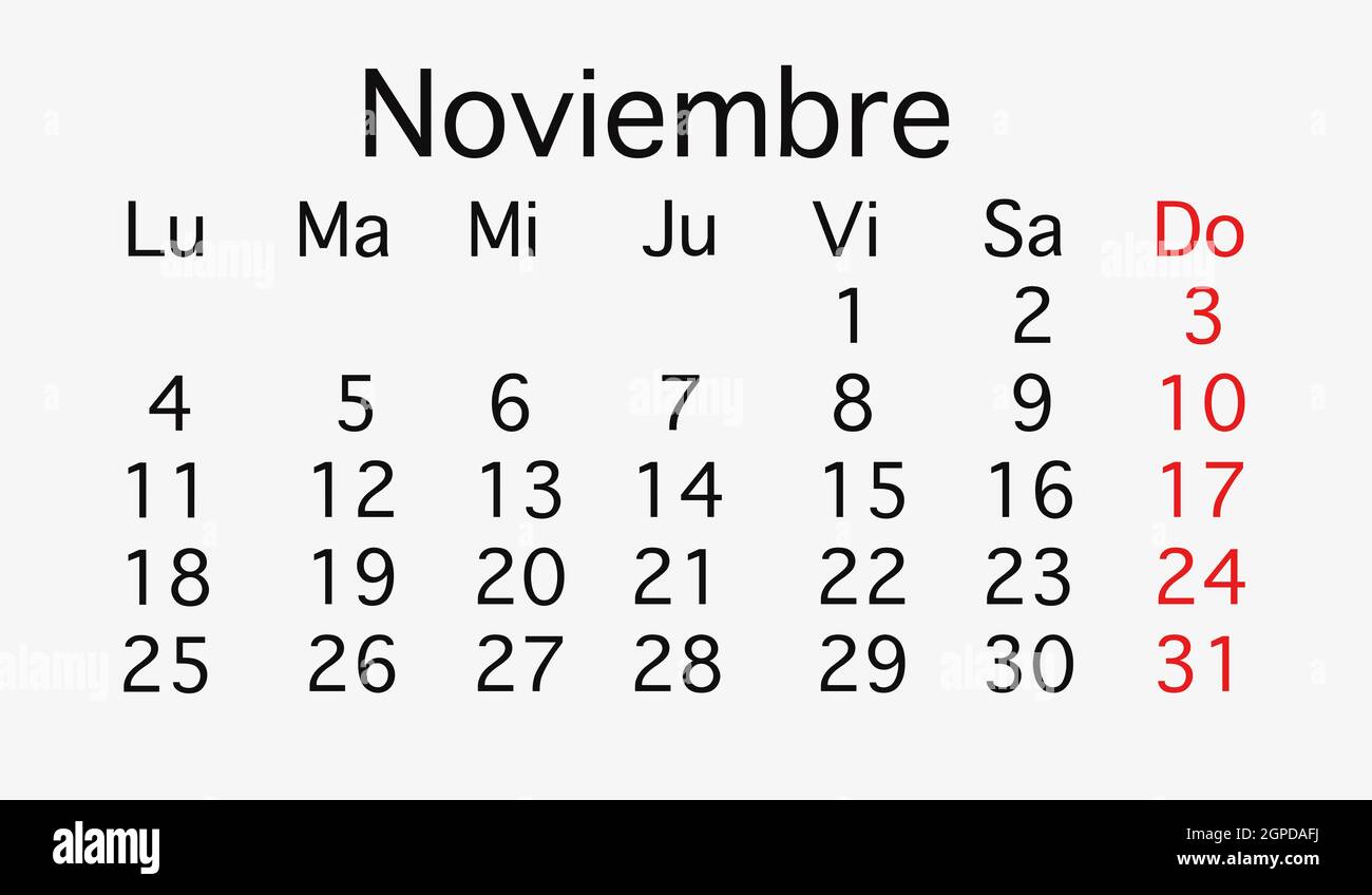November 2019 planing Calendar Stock Photo - Alamy
