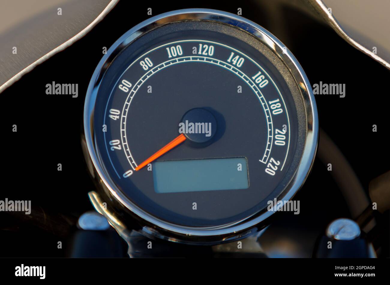 Black speedometer of a car with a red indicator Stock Photo - Alamy