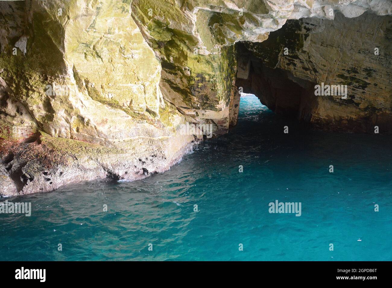 Rosh HaNikra Grottoos on sunny day with blue sea background. Natural ...
