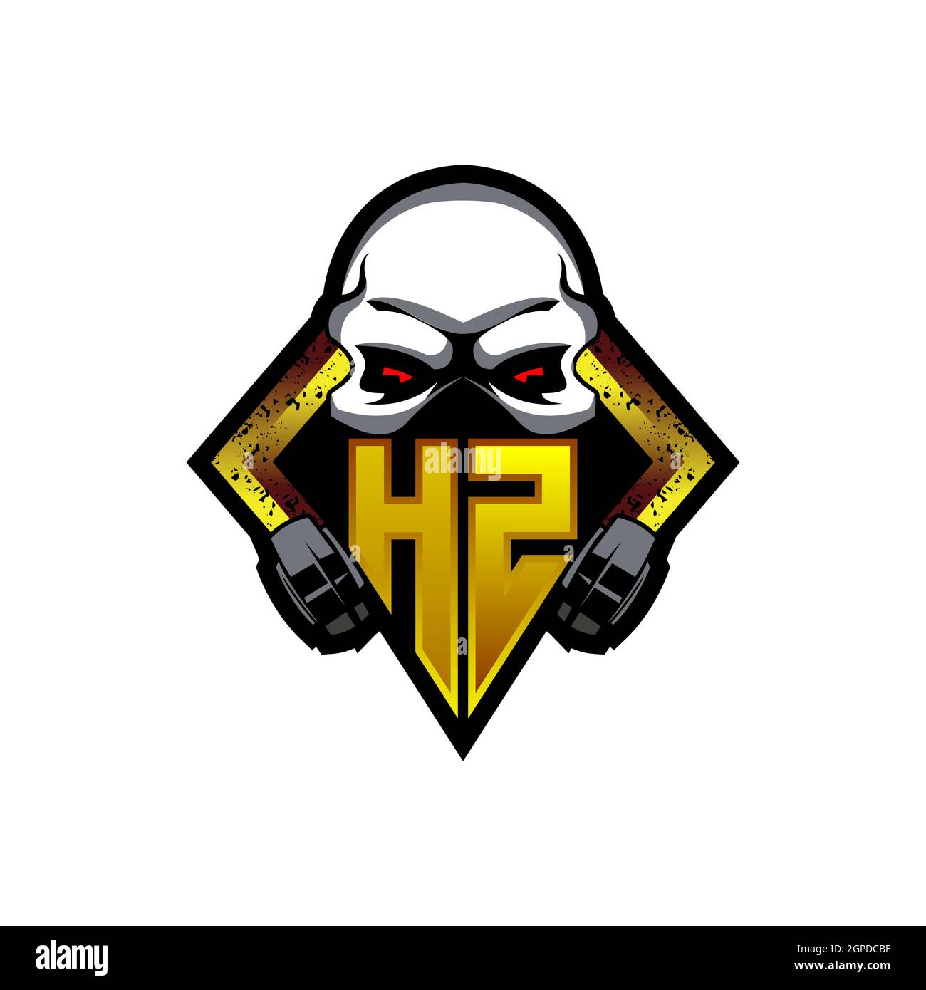 HZ Logo monogram with Skull Shape designs template vector icon modern ...