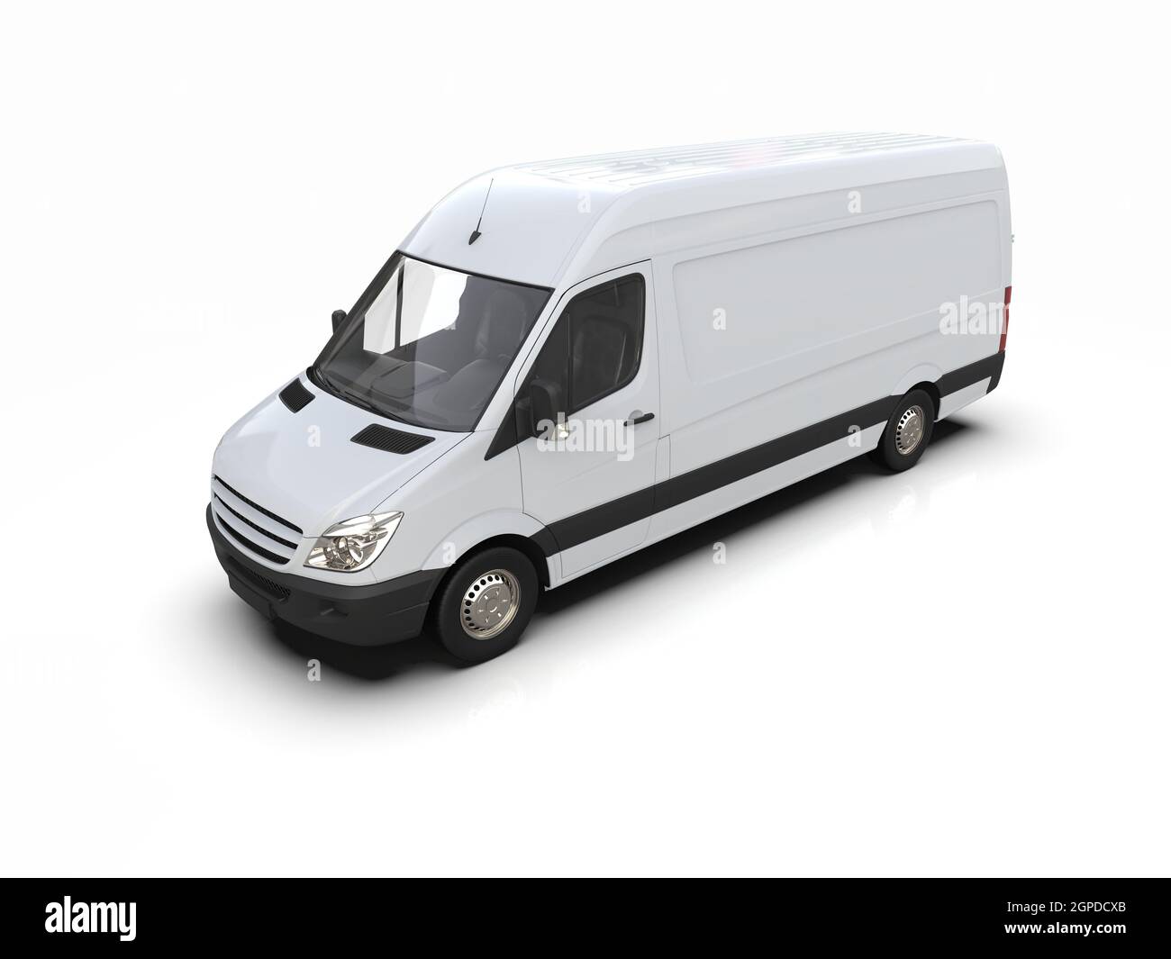 White Commercial Delivery Truck on a White Background isolated ...