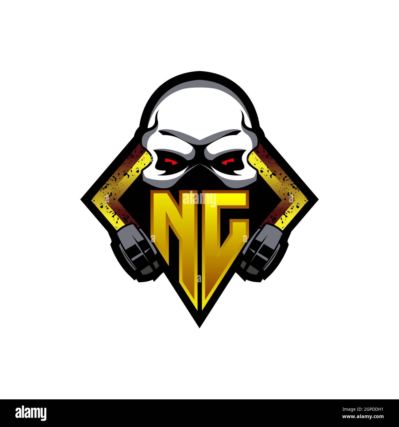 NJ Logo monogram with Skull Shape designs template vector icon modern ...