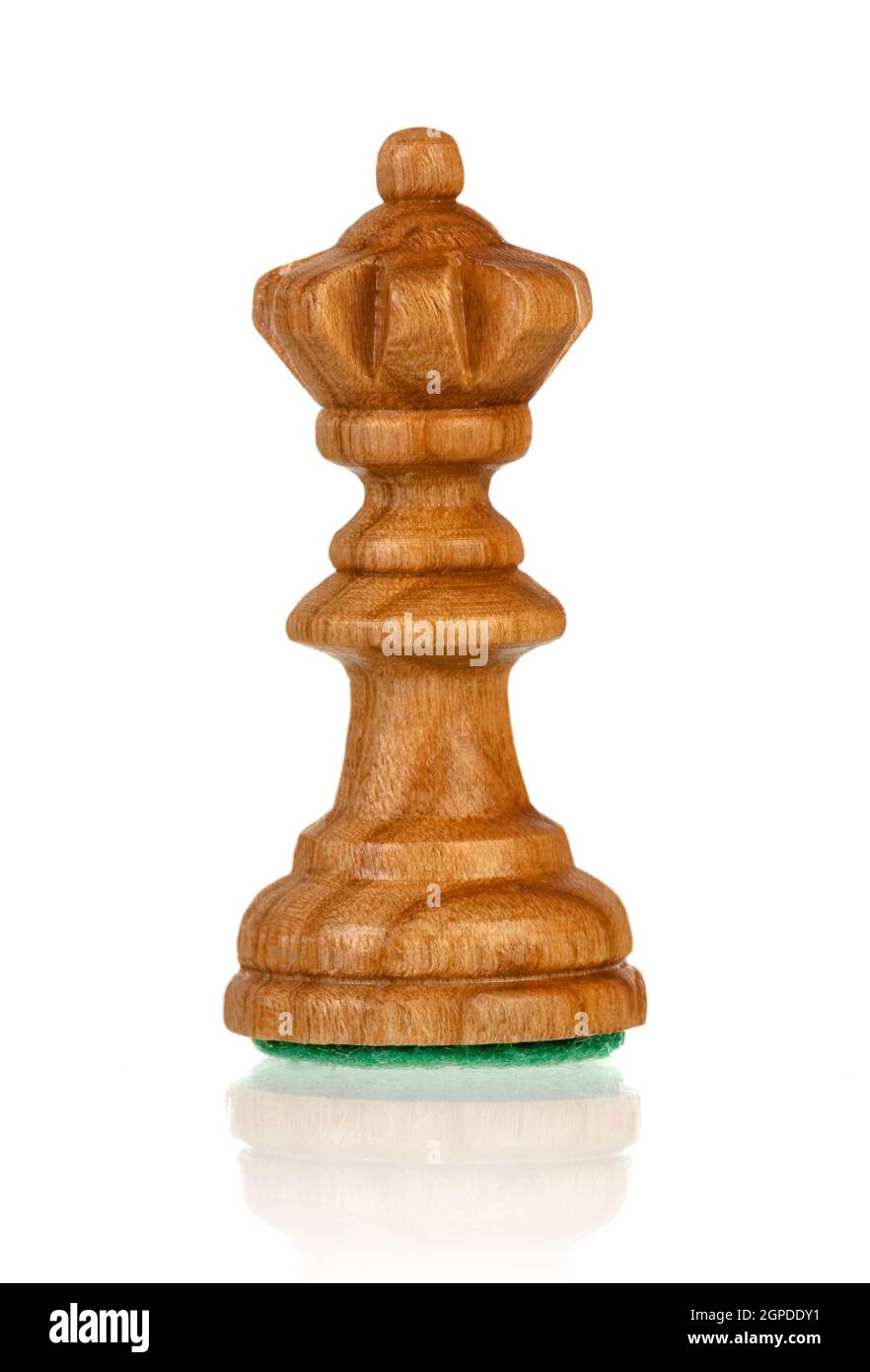 Wooden brown queen, chess piece isolated on a white background Stock ...