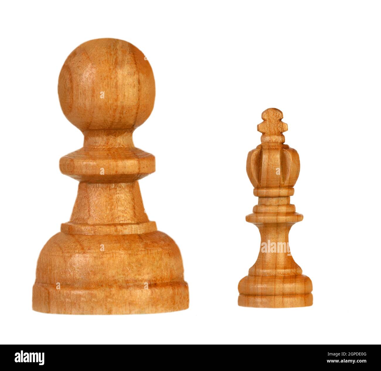 Wooden pawns team with it´s king isolated on a white background Stock ...