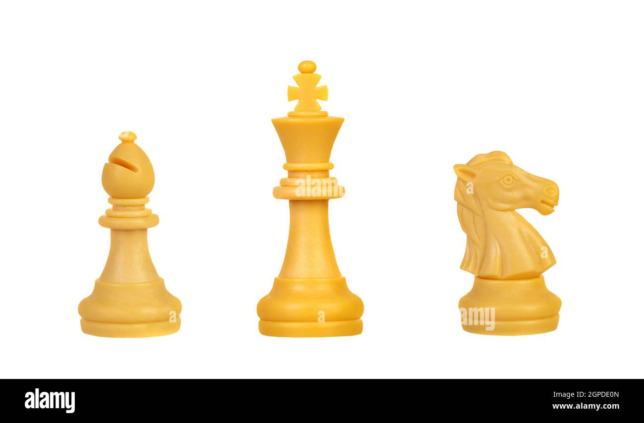 The white king, bishop and knight. Important chess´s figures isolated ...