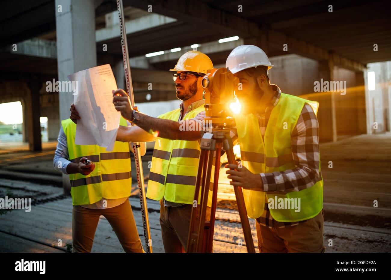 Construction concept of engineer and architect working at construction ...