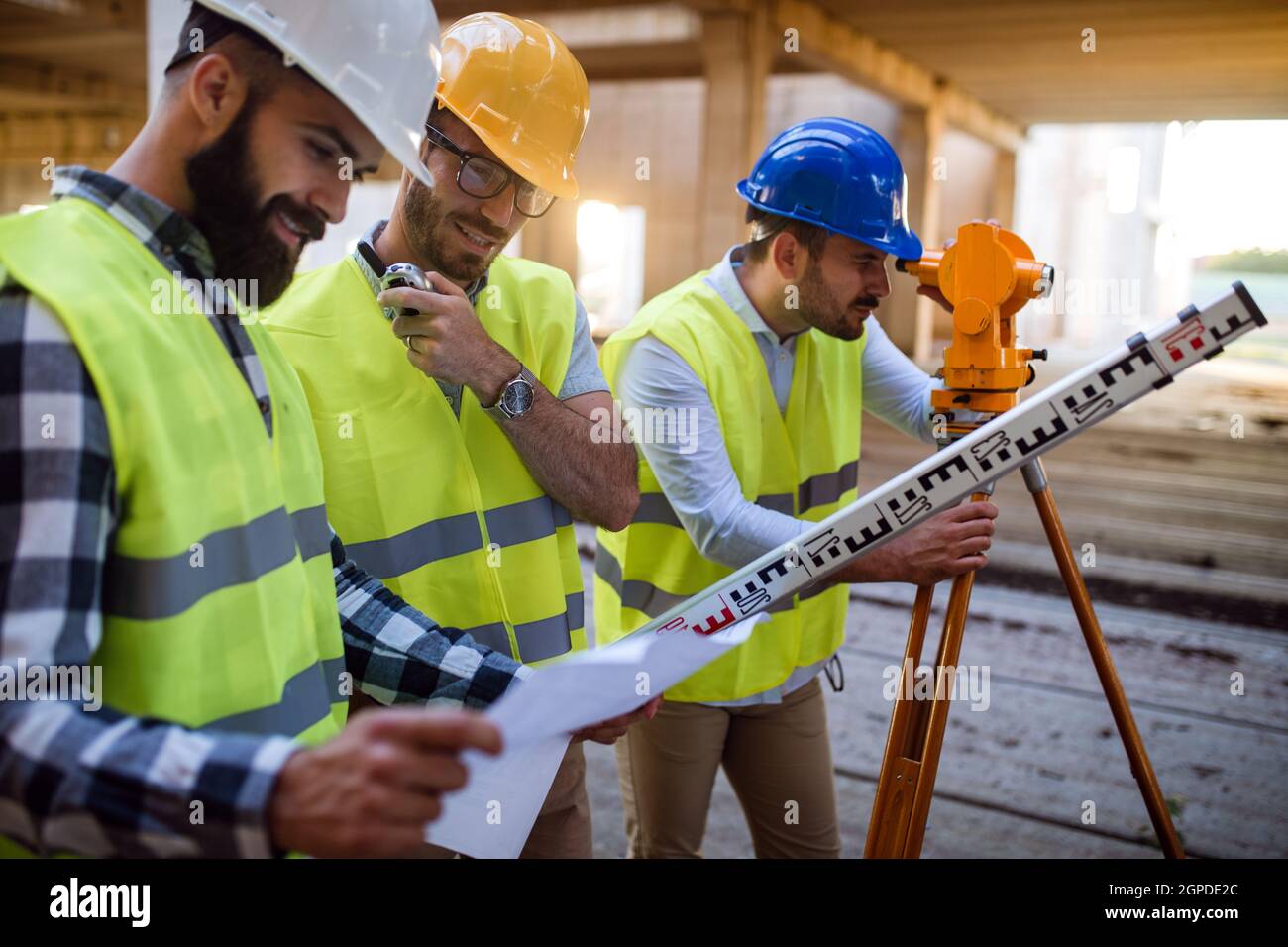 Picture of construction engineer working on building site Stock Photo ...