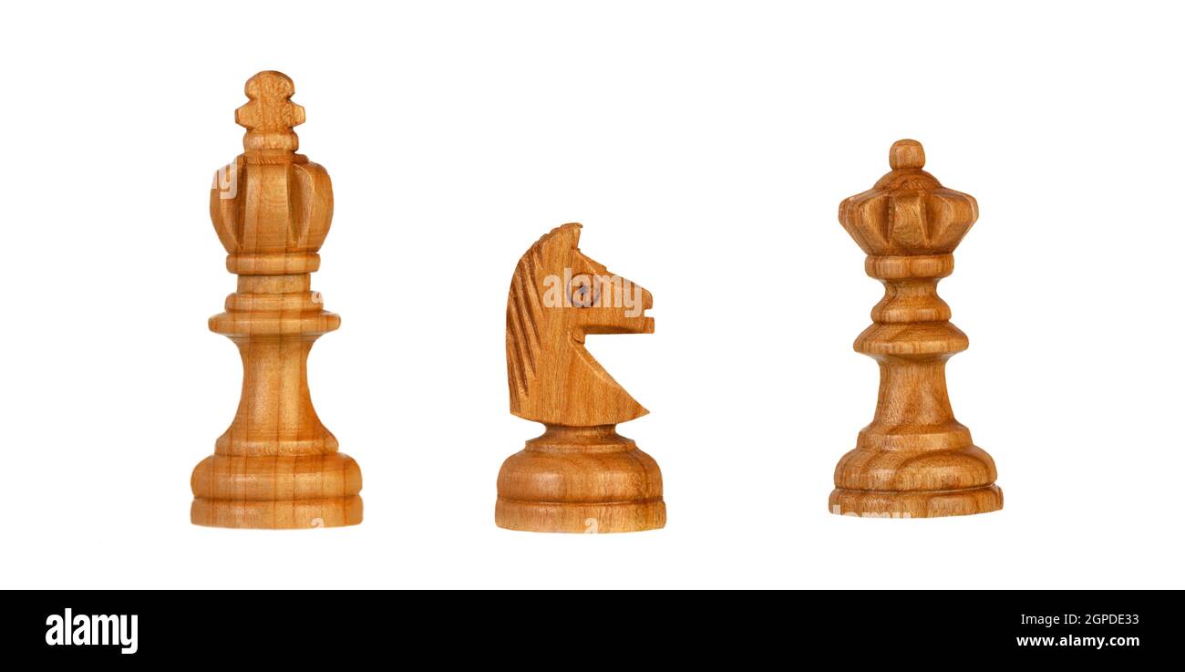 Wooden chess pieces isolated on a white background Stock Photo - Alamy