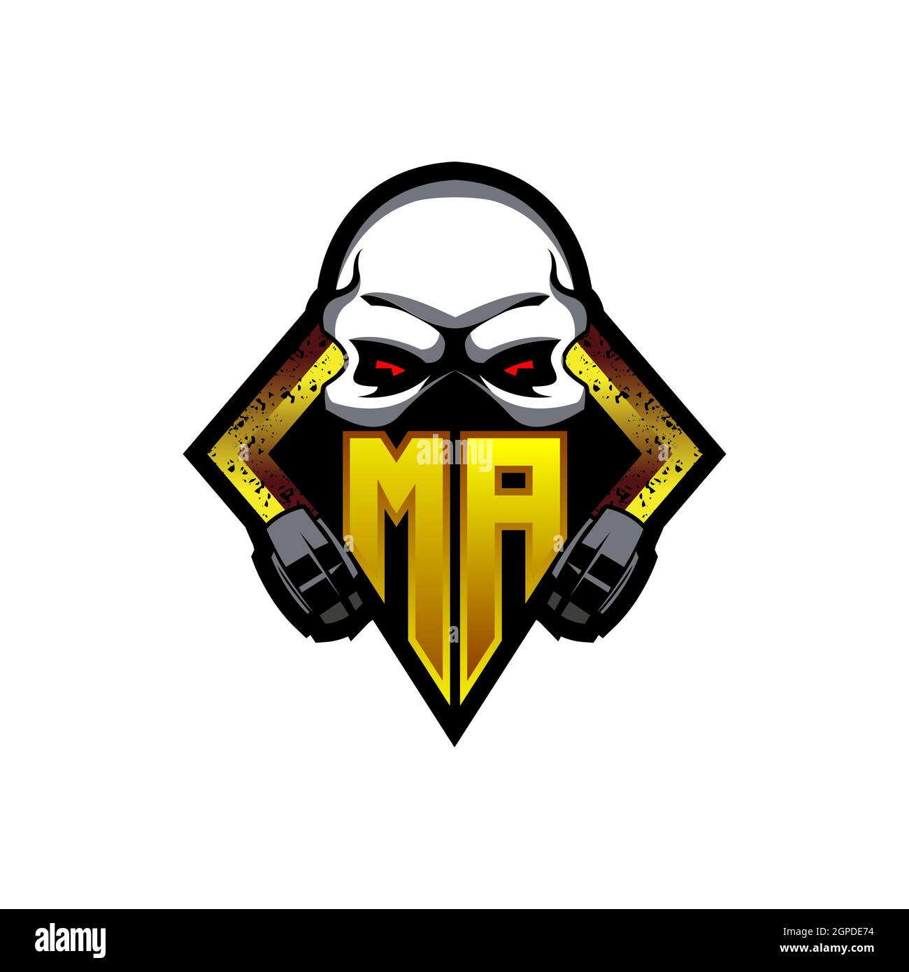 MA Logo monogram with Skull Shape designs template vector icon modern ...