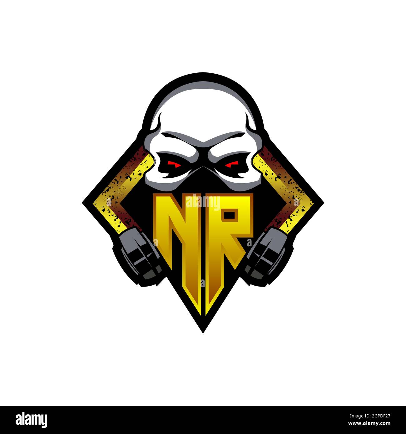 NR Logo monogram with Skull Shape designs template vector icon modern ...