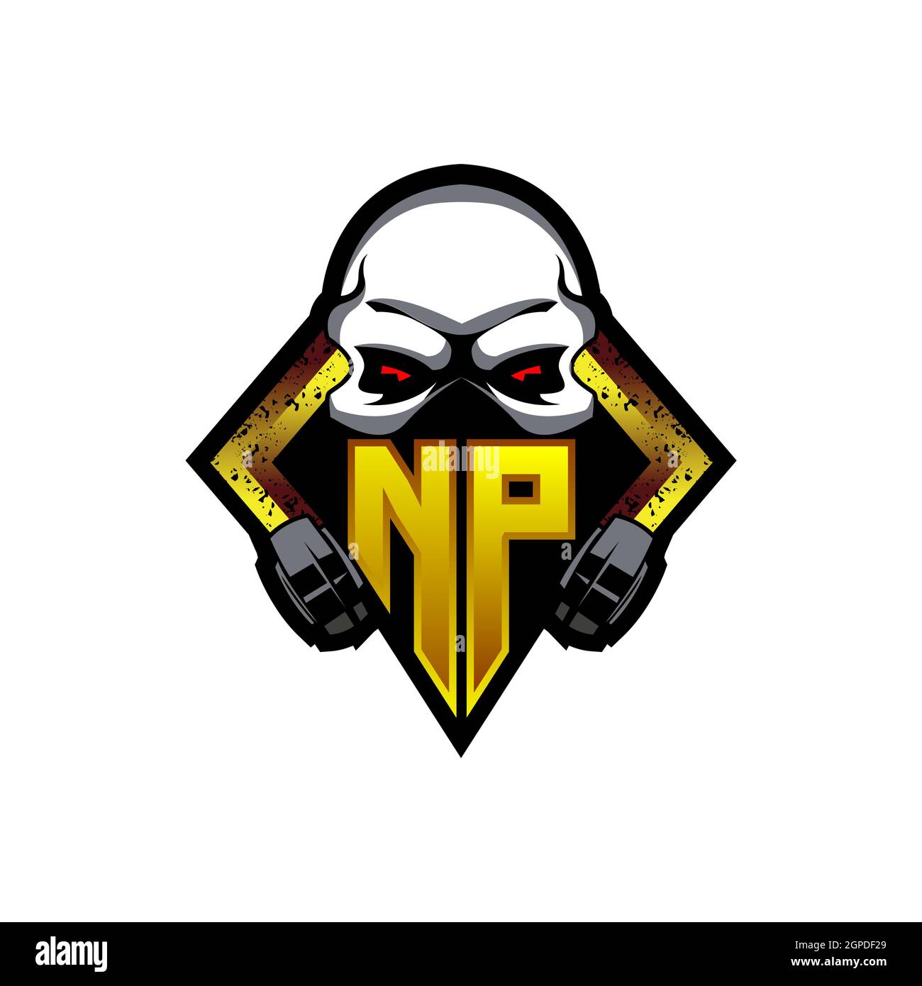 NP Logo monogram with Skull Shape designs template vector icon modern ...