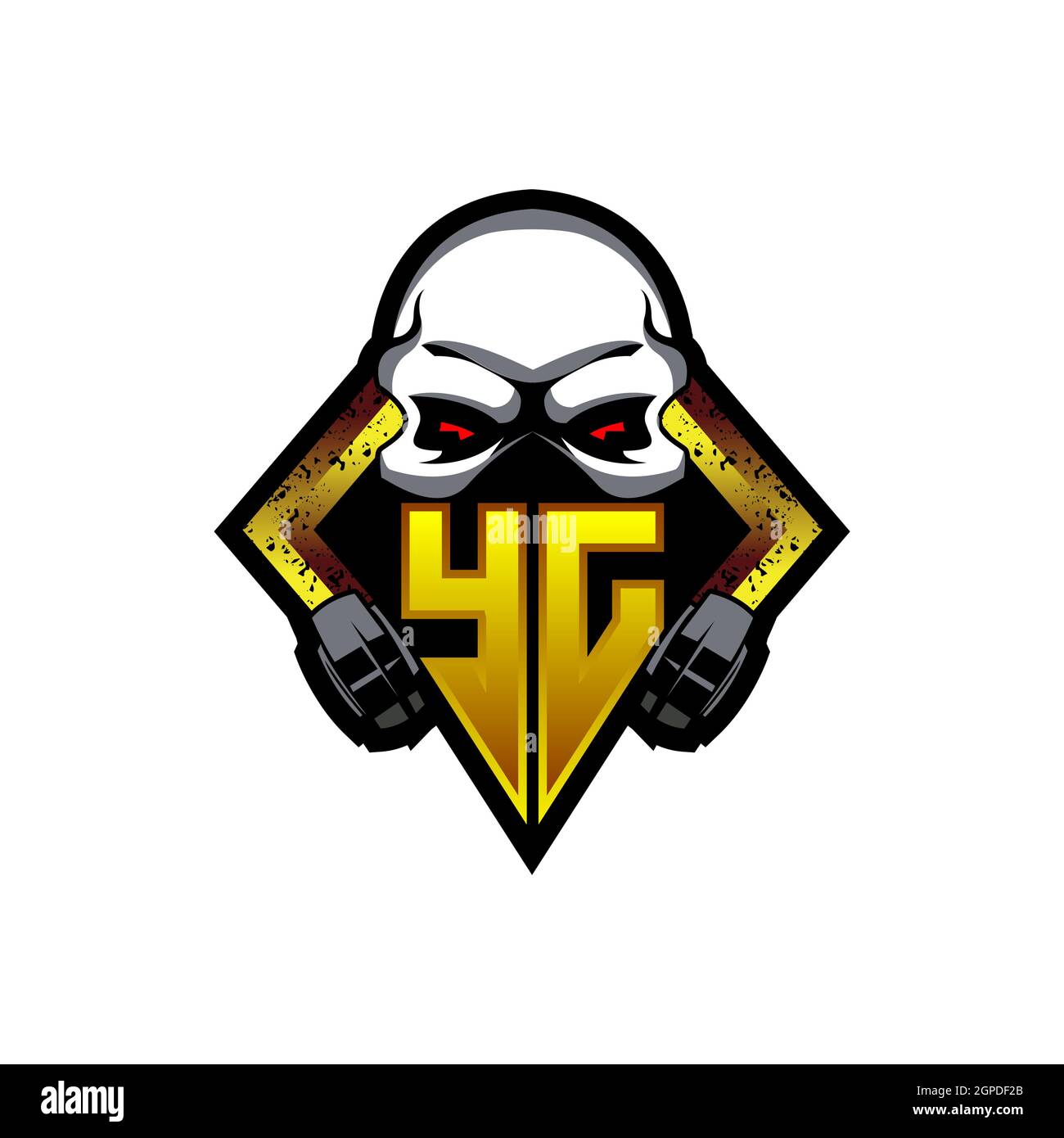 YJ Logo monogram with Skull Shape designs template vector icon modern ...