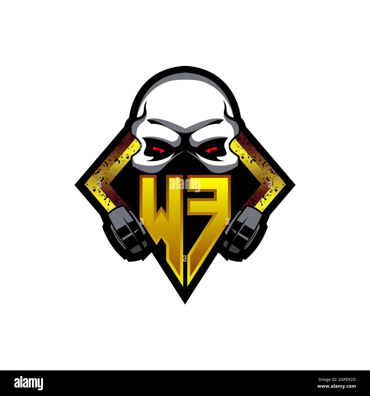 WF Logo monogram with Skull Shape designs template vector icon modern ...