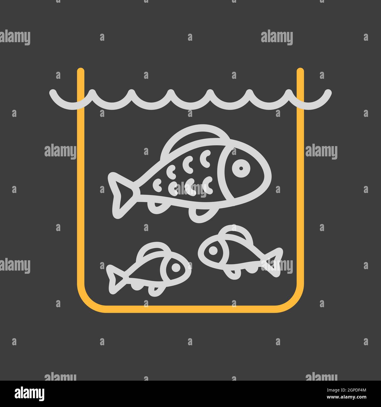 Fish in a pond or aquarium icon. Farm animal sign. Graph symbol for ...