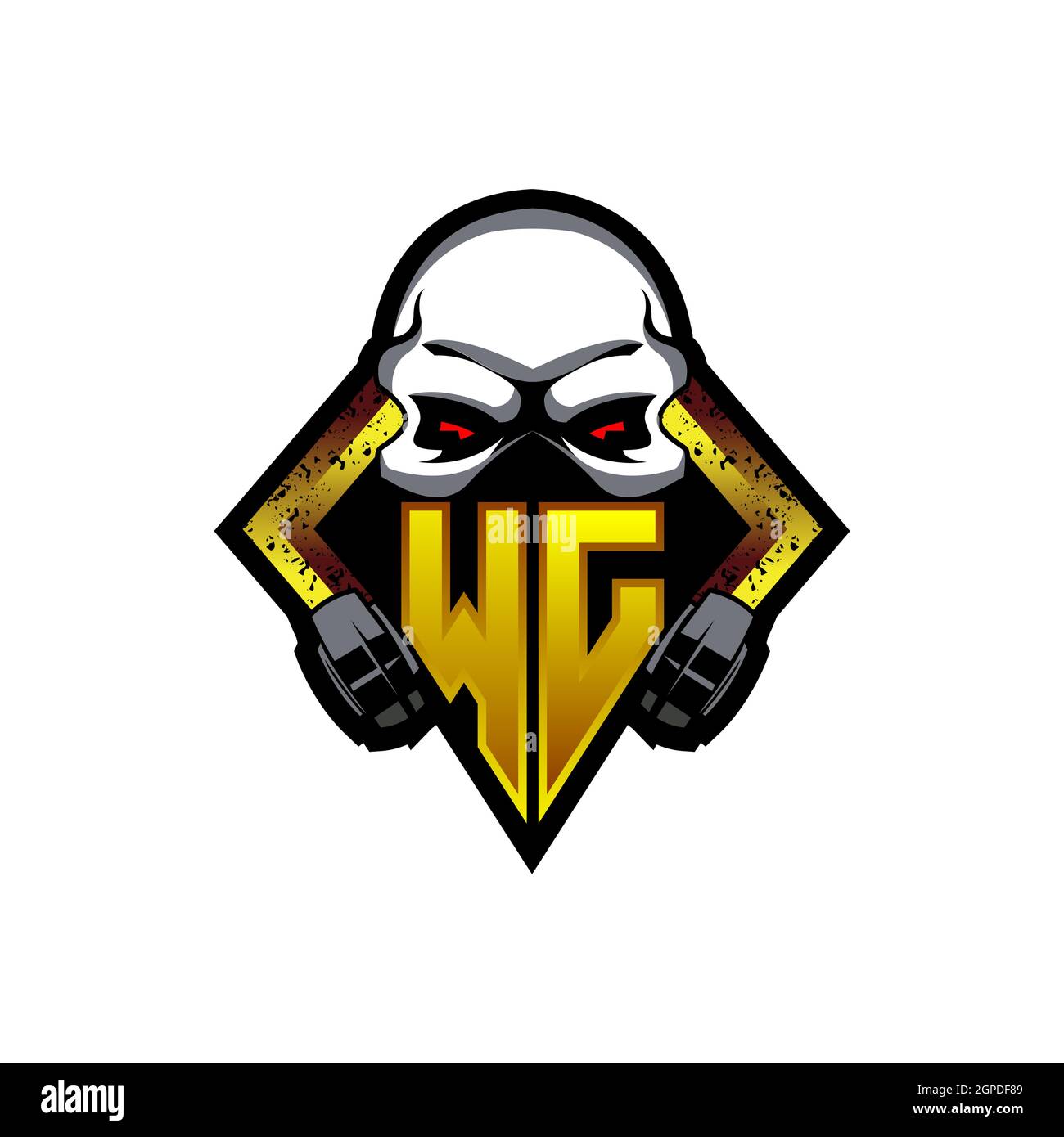 WJ Logo monogram with Skull Shape designs template vector icon modern ...