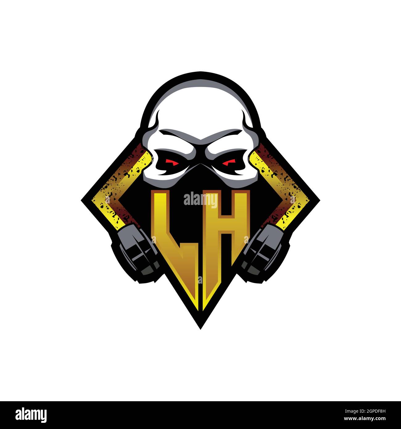 LH Logo monogram with Skull Shape designs template vector icon modern ...