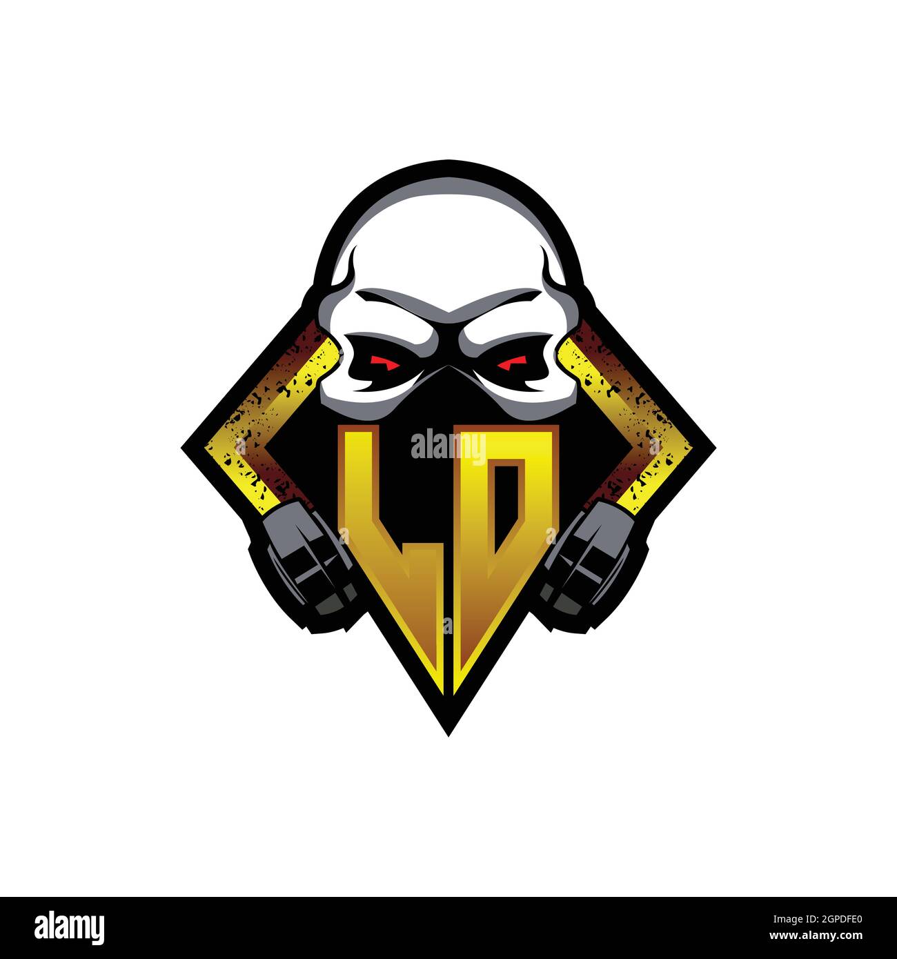 ND Logo ESport Gaming Initial with Blue Light Color design vector ...