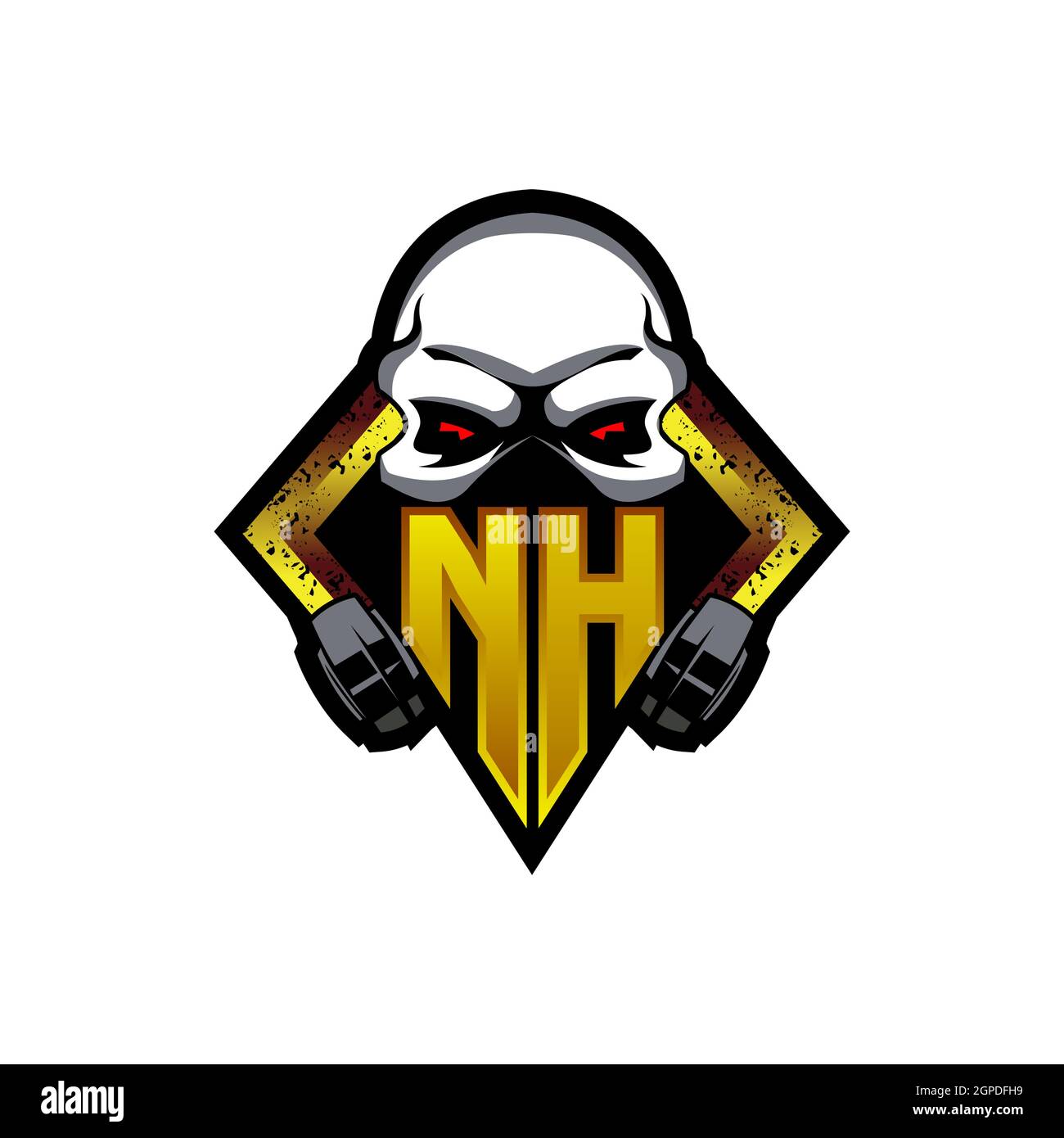 QH Logo ESport Gaming Initial with Blue Light Color design vector ...