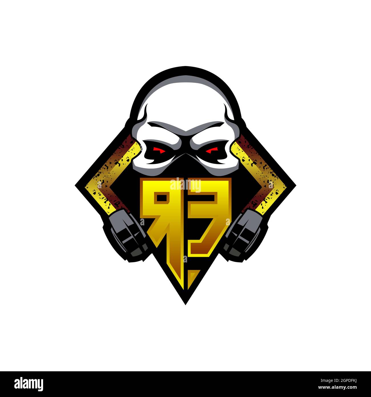 RE Logo monogram with Skull Shape designs template vector icon modern ...