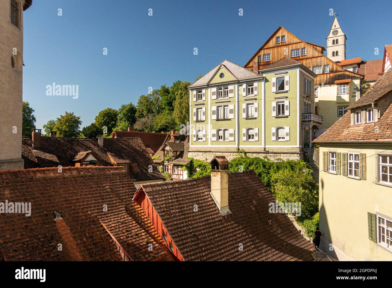View across rooftops of the city of Meersburg, Germany Stock Photo - Alamy