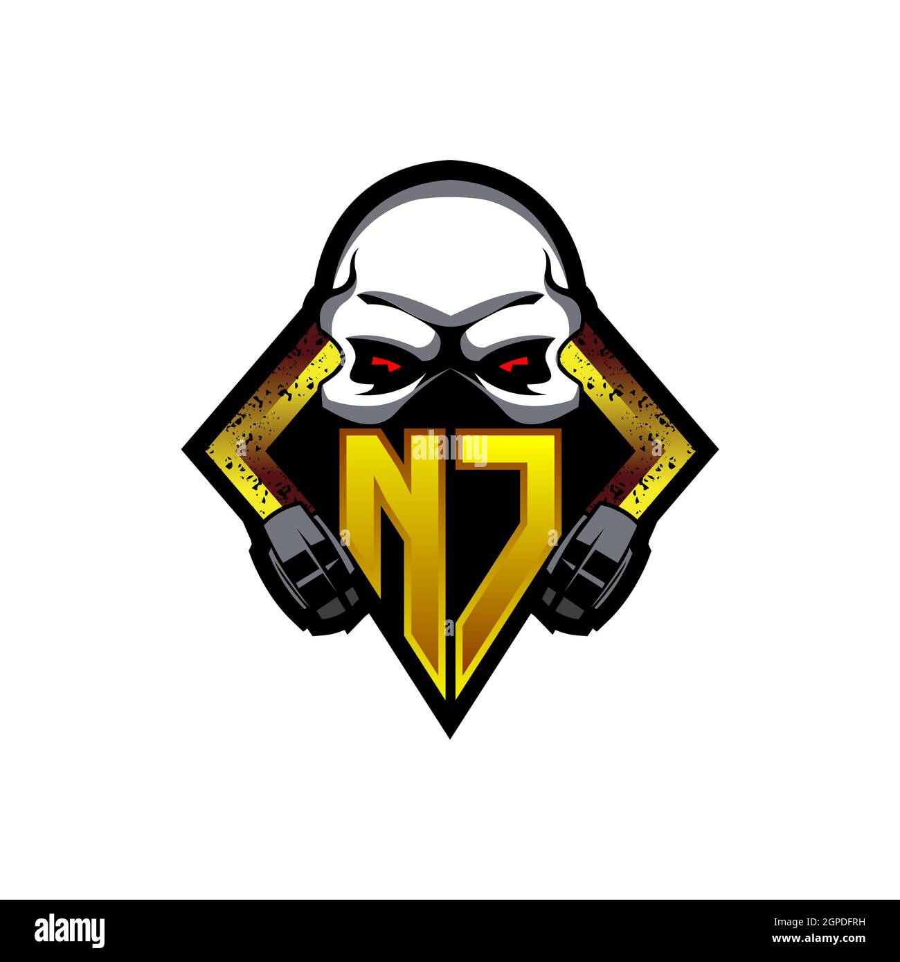 QC Logo ESport Gaming Initial with Blue Light Color design vector ...