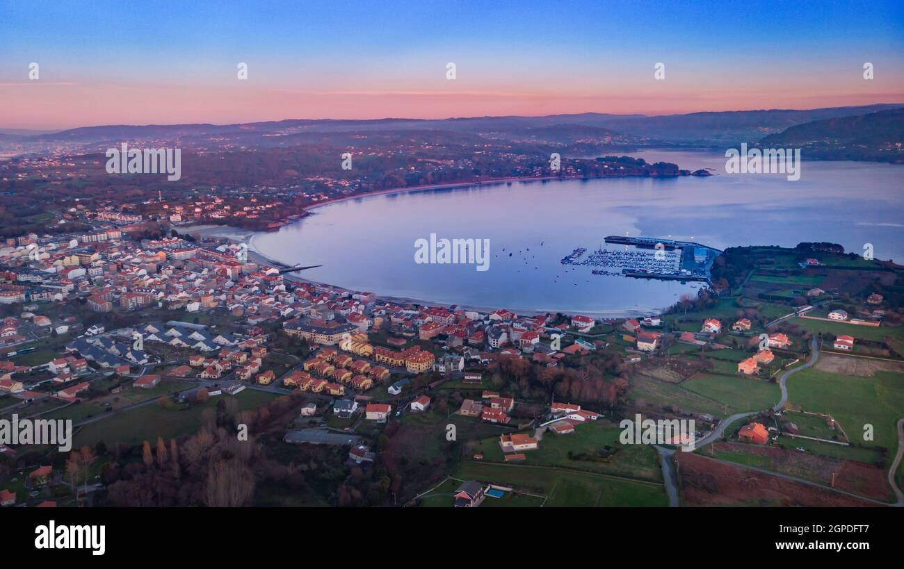 Aerial view of a town at the sunset with beautiful colors Stock Photo ...